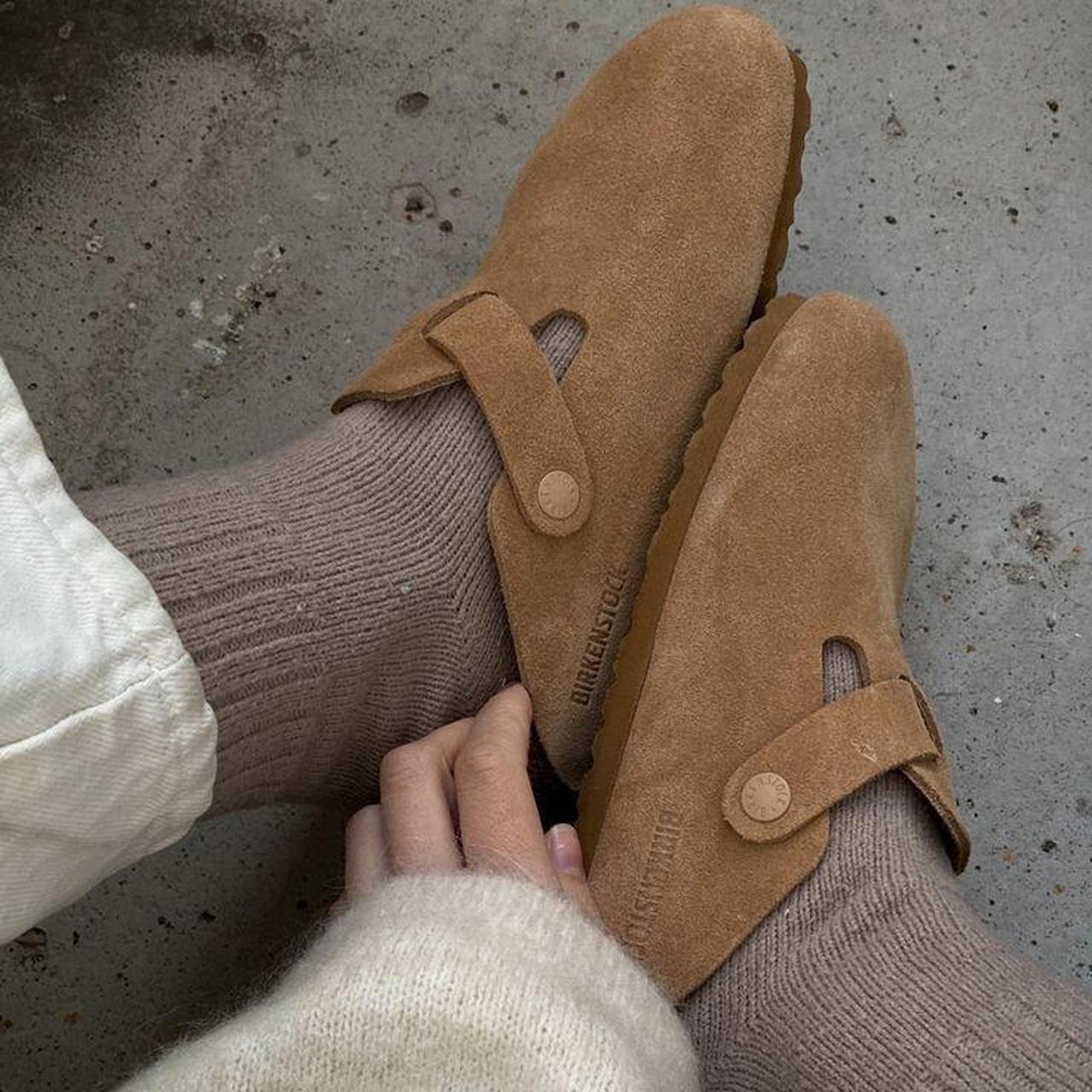 Tan Birkenstock Boston clogs in a size 40 (women’s... - Depop