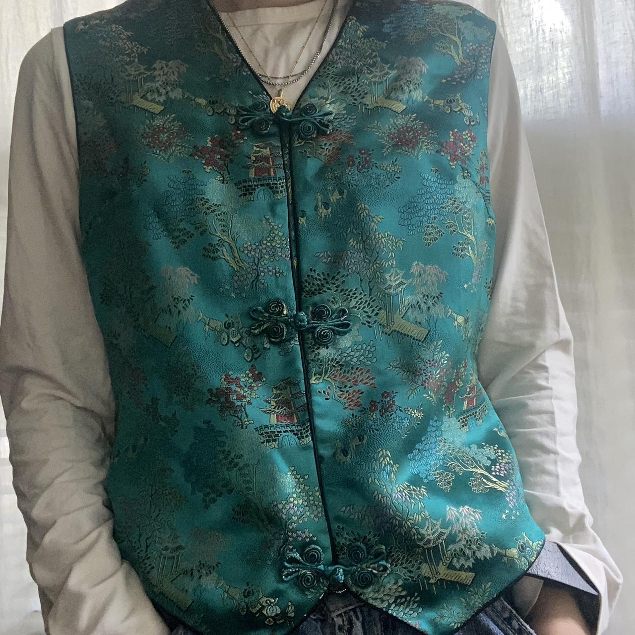 Rayon Chinese vest 🌳🌃 - says L but fits more like... - Depop
