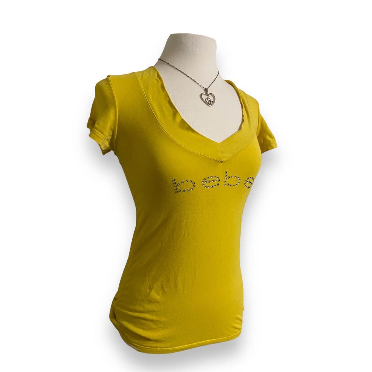 ☆Bebe Rhinestone Yellow Shirt ☆ Brand Bebe (not sure... - Depop