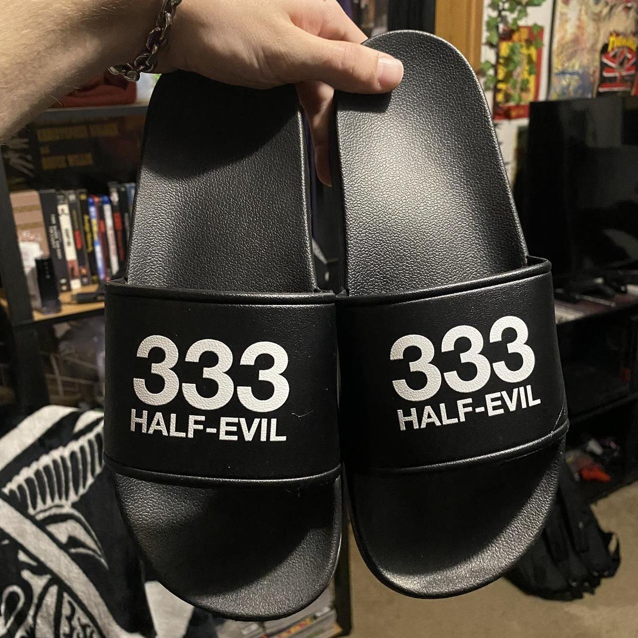 Half-Evil Slides (Rare) Price: $40 Condition: Like... - Depop