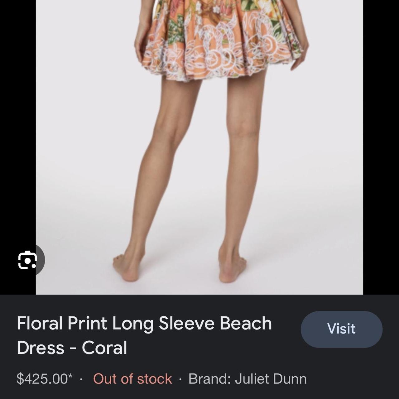 Juliet Dunn Floral Print Long Sleeve Beach Dress in... - Depop