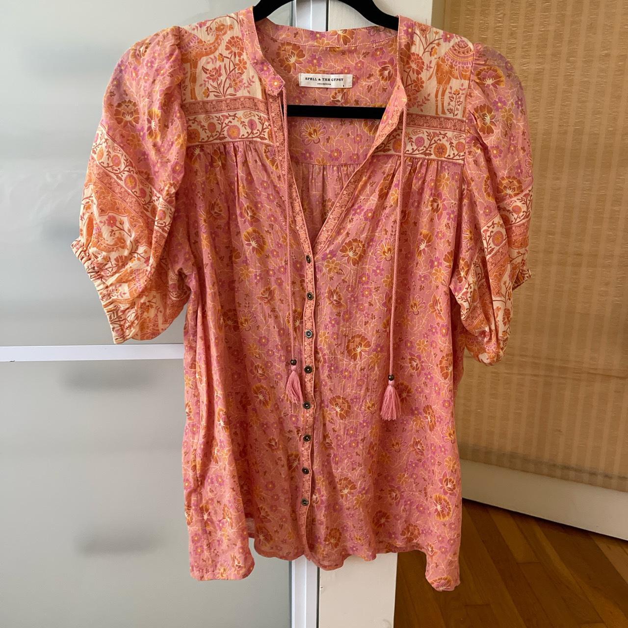 Spell Women's Orange and Pink Blouse | Depop