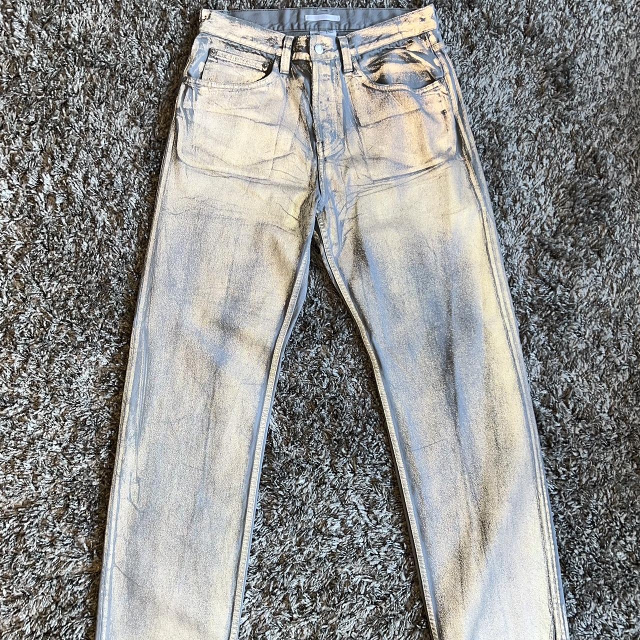 Helmut Lang Grey Reflective Jeans Size 33 (I'm 32... - Depop