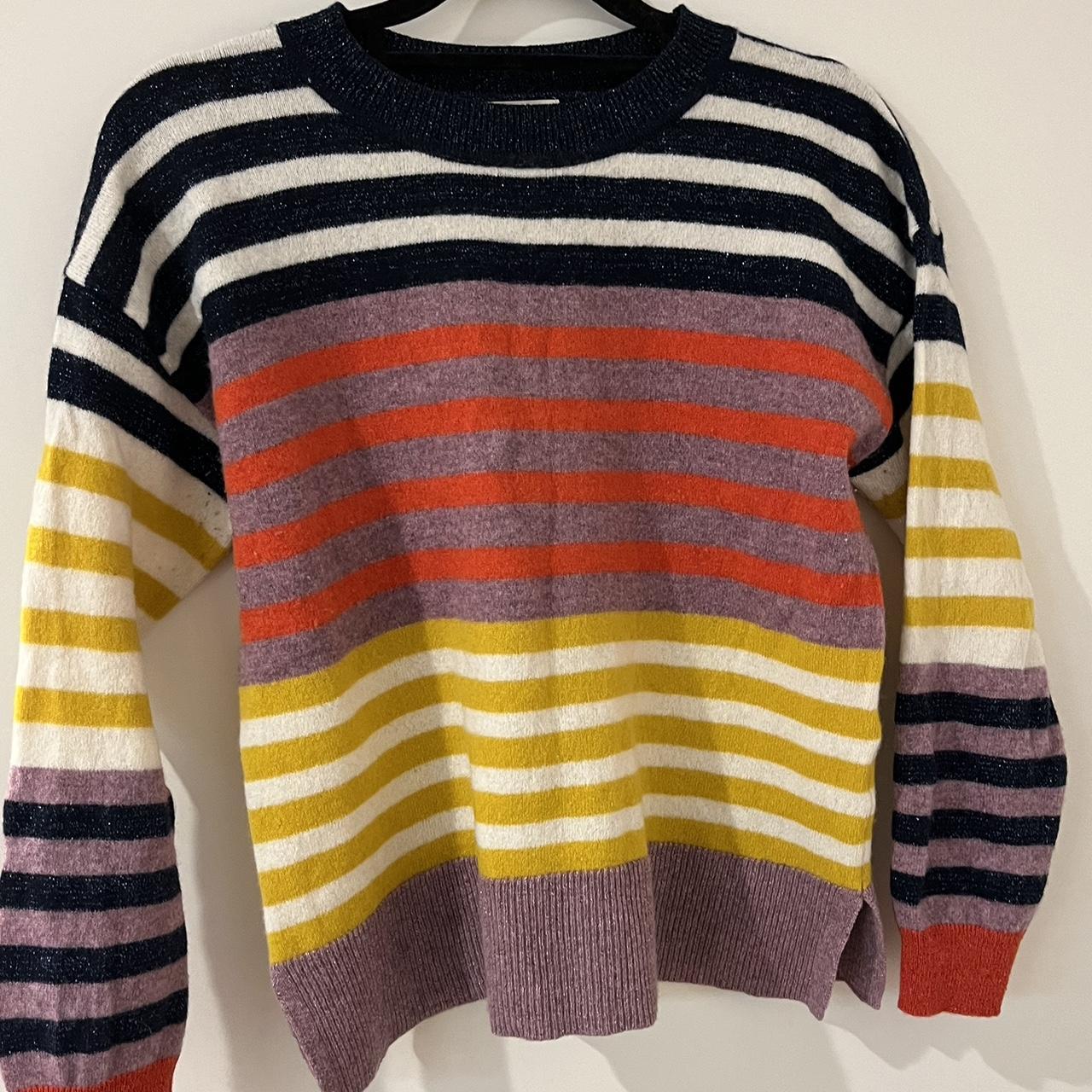 Gorman lambswool jumper with metallic navy... - Depop