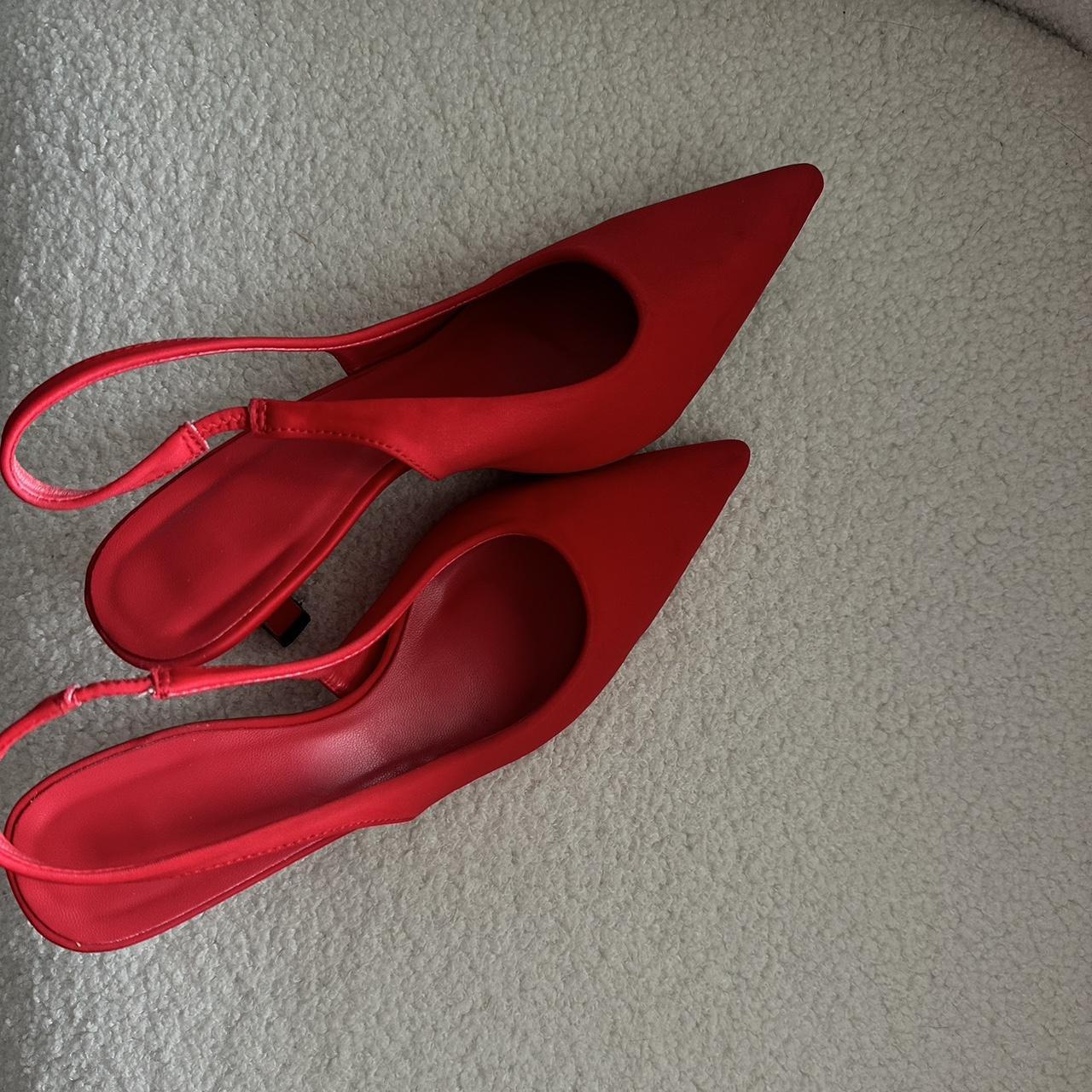 Red SHEIN kitten heels worn once - Depop