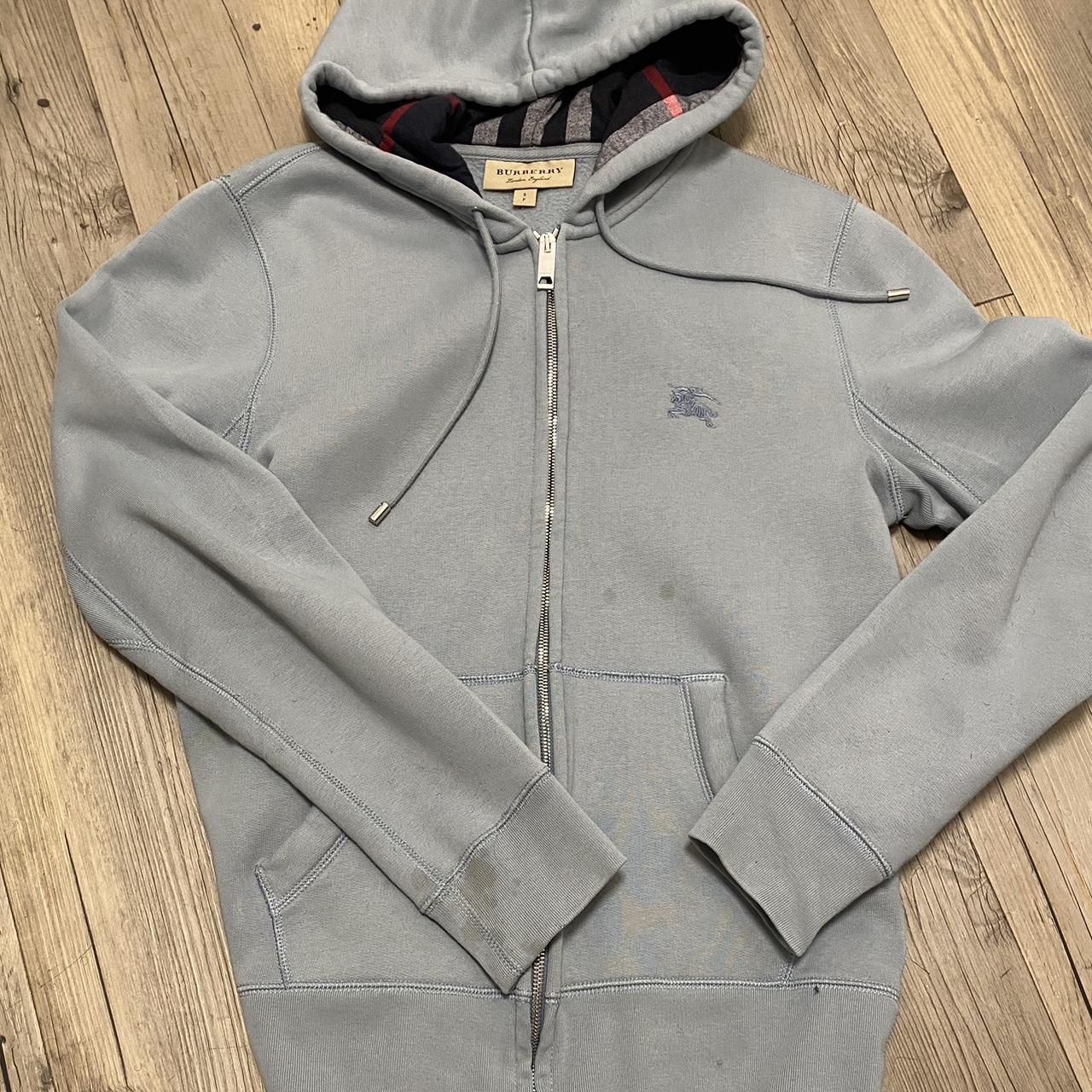 Burberry zip up with a few stains #burberry #vintage... - Depop