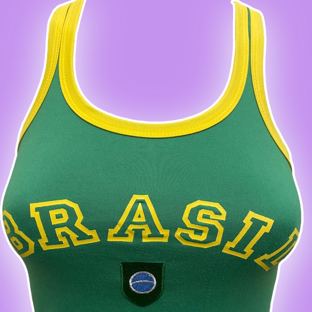 💚Y2K Brasil Soccer Jersey Shirt / Tank Top Baby Tee... - Depop