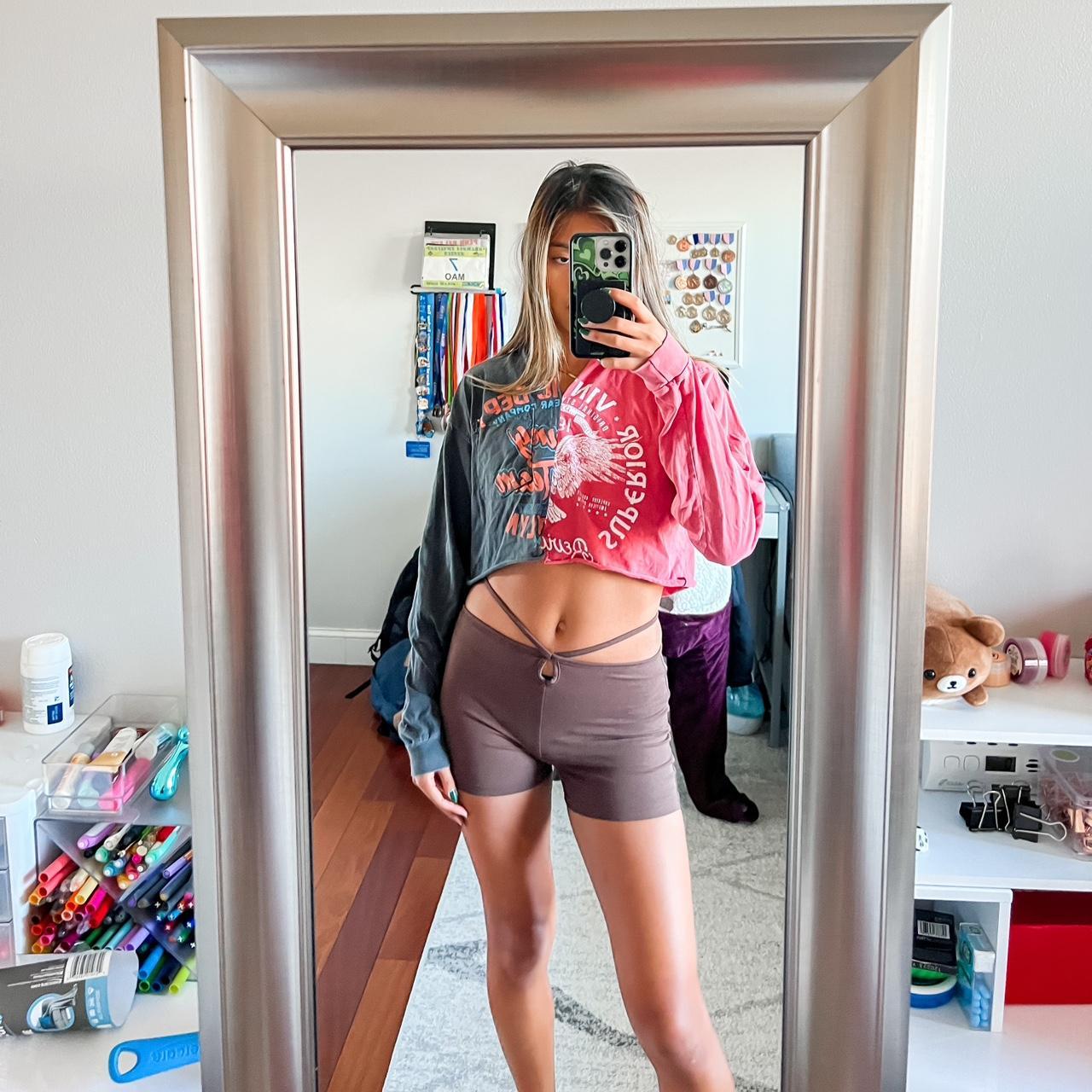 revice two toned crop top long sleeve shirt - very... - Depop