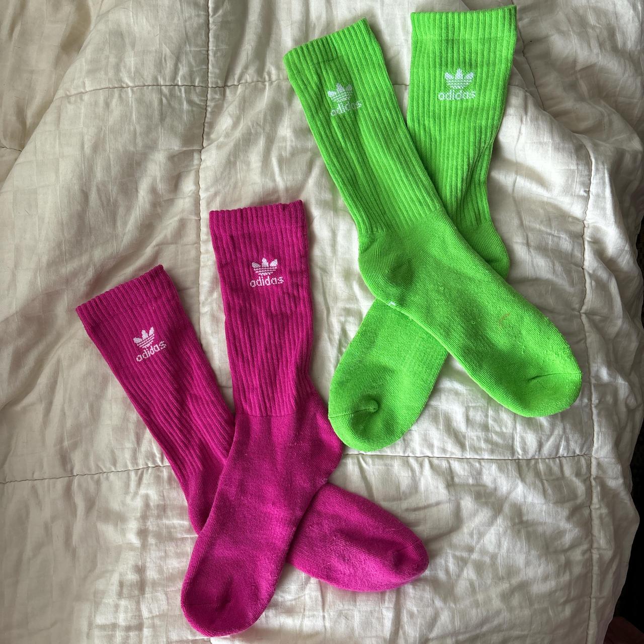 Brand New Neon Adidas Crew socks Brand new, never worn - Depop