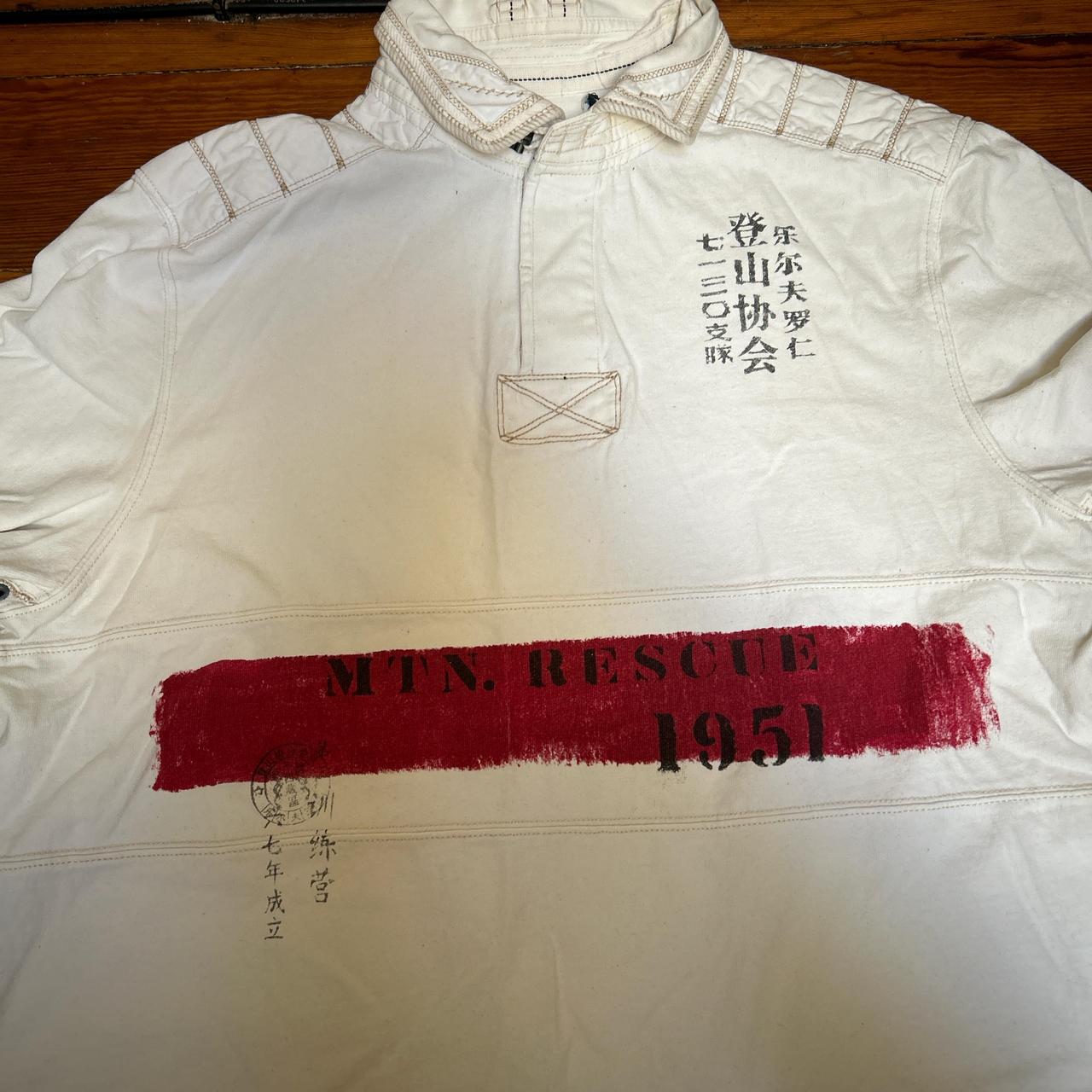 Men’s vintage Japanese Polo shirt with red paint... - Depop