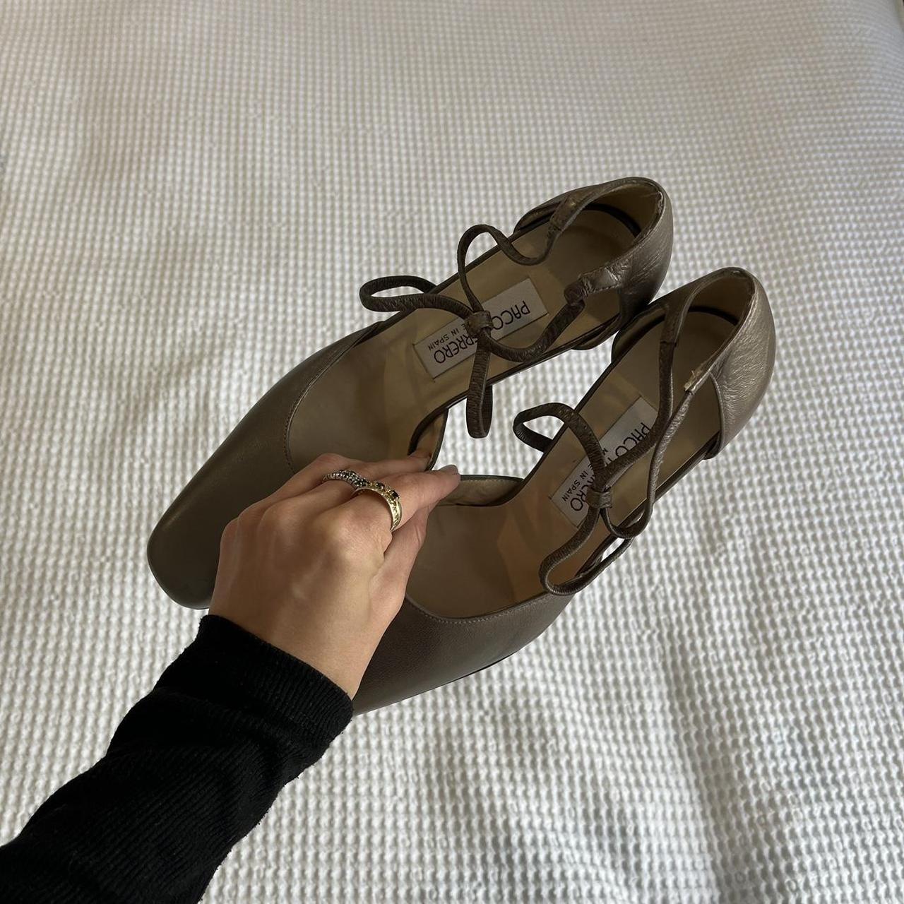 Jil Sander style vintage square toe kitten heel... - Depop