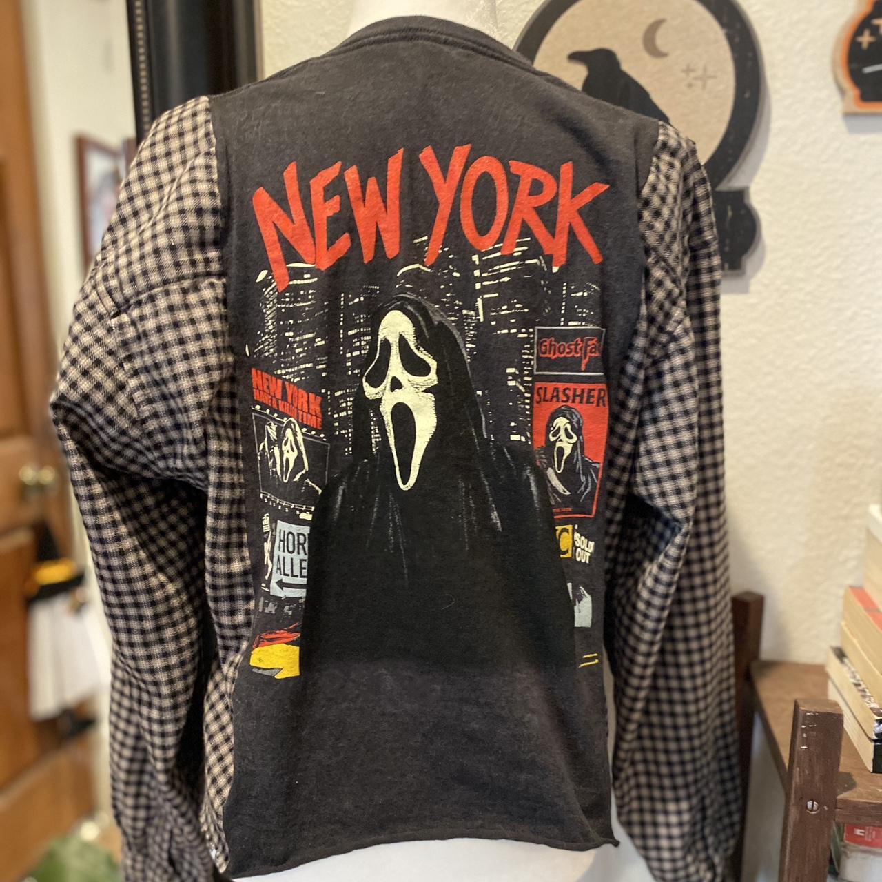 Reworked SCREAM halloween flannel raw cropped... - Depop