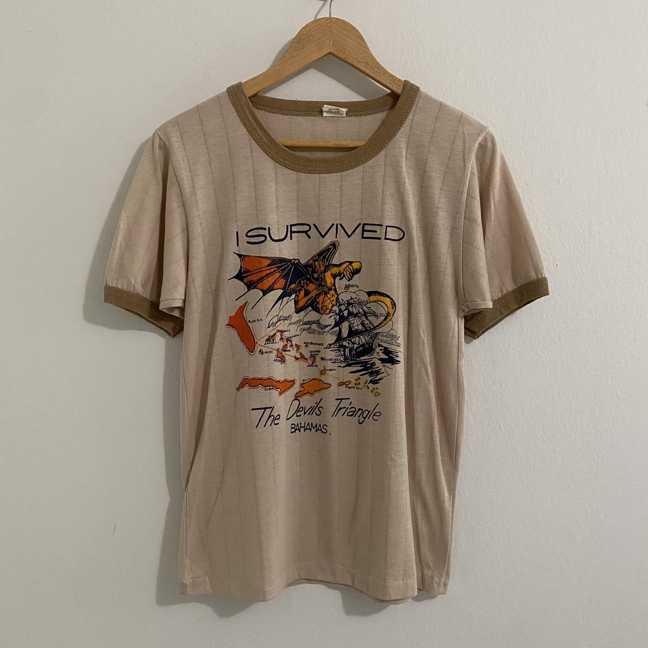 American Vintage Men's Brown and Cream T-shirt | Depop