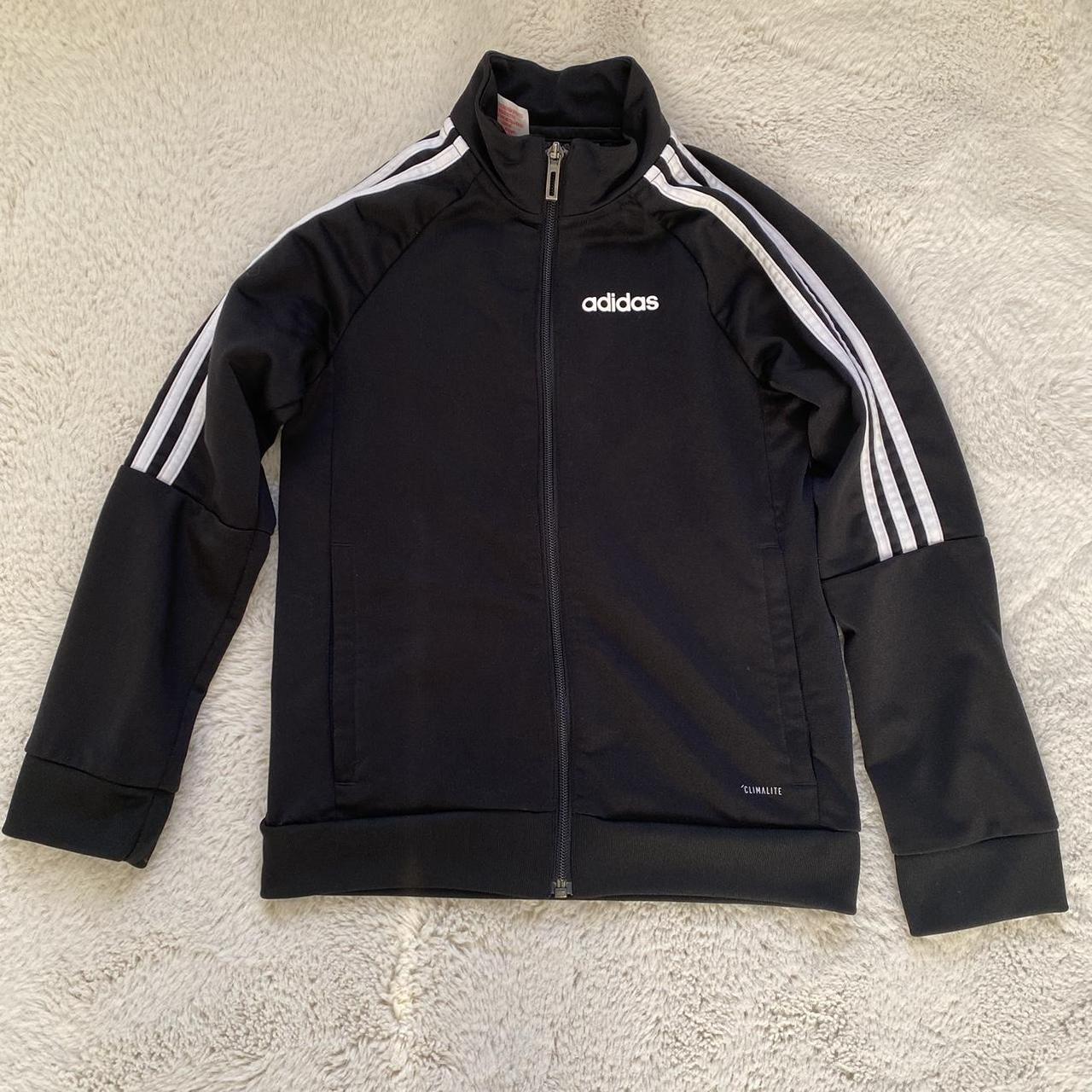 Adidas Kids Zip Track Top / Jacket Age 7 - 8 Black... - Depop