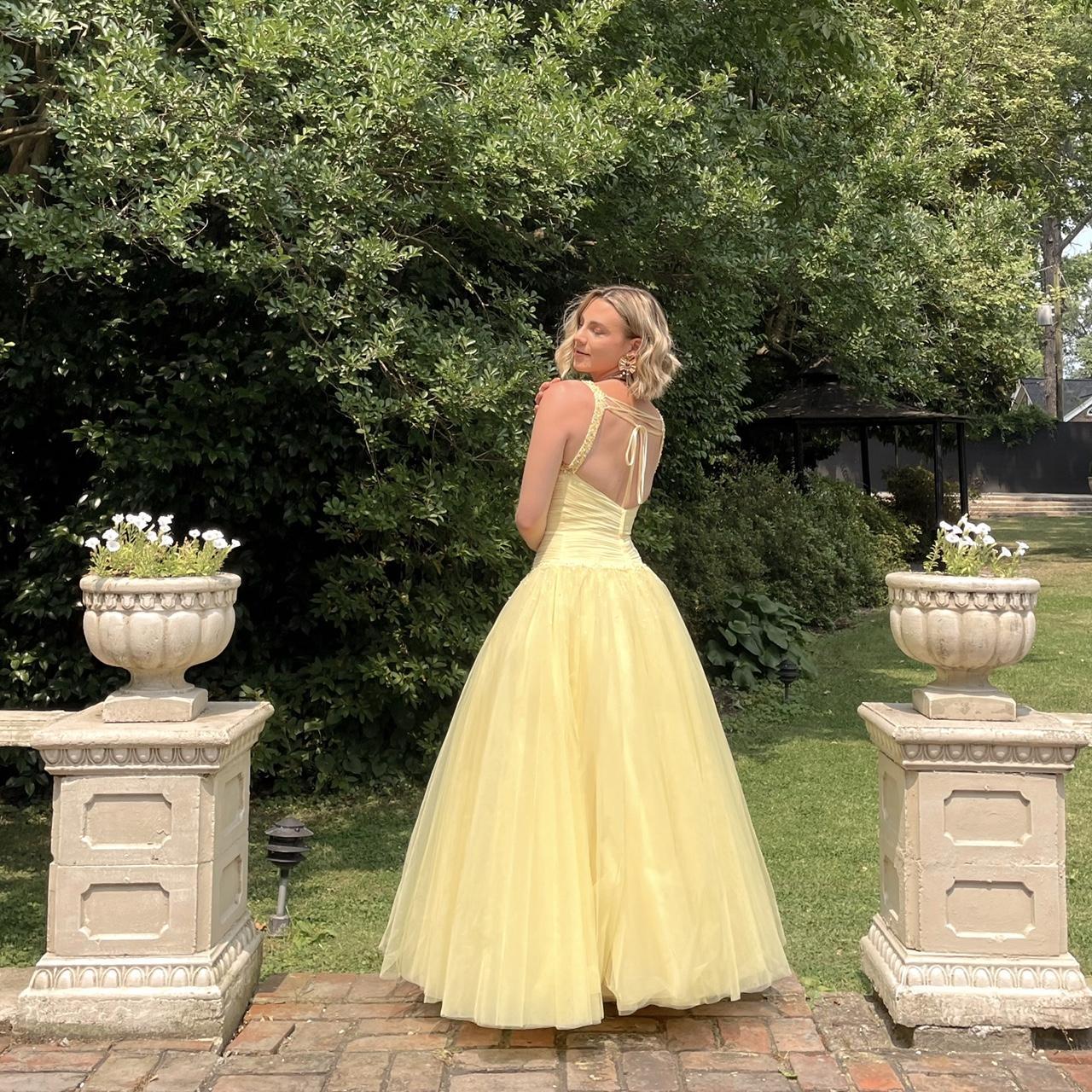 Alyce Designs Yellow Ballgown Tulle Prom Dress. In... | Depop