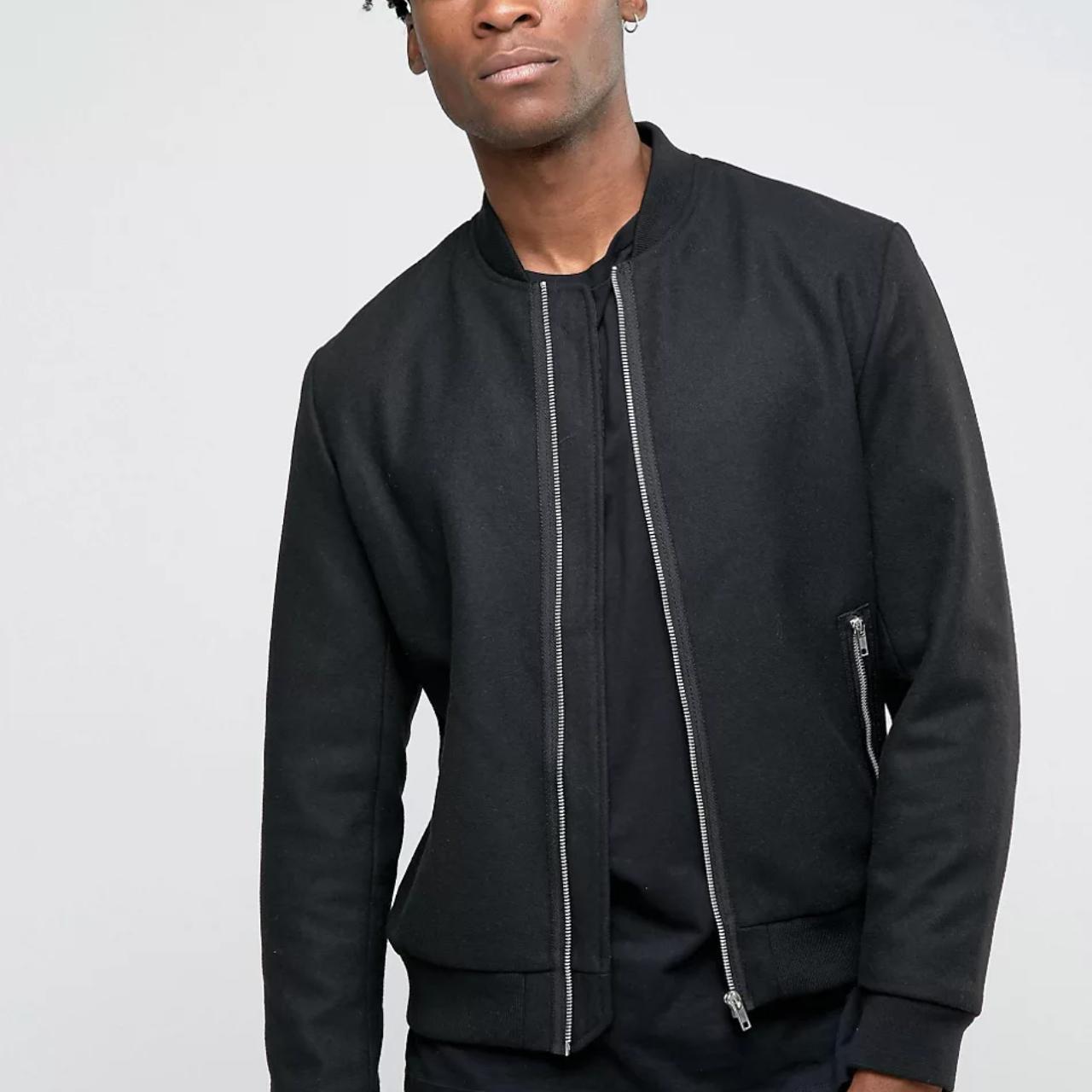 Jack & Jones Core Black Wool Bomber Jacket Size XS |... - Depop