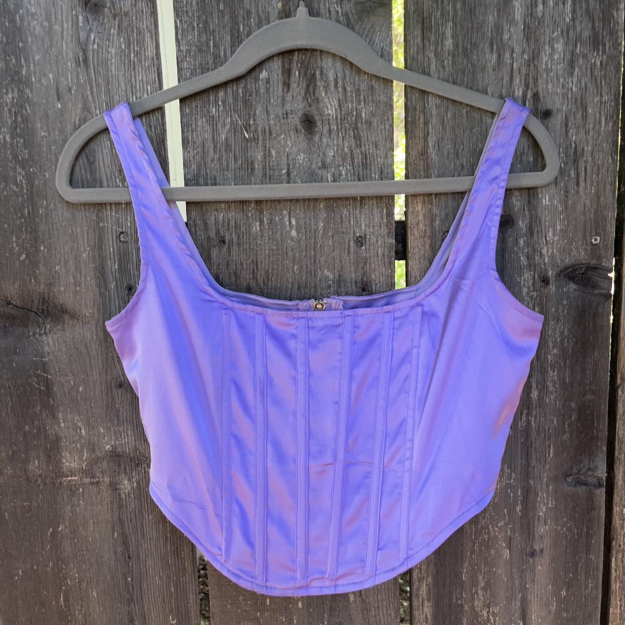 pretty purple corset top barley worn working... - Depop