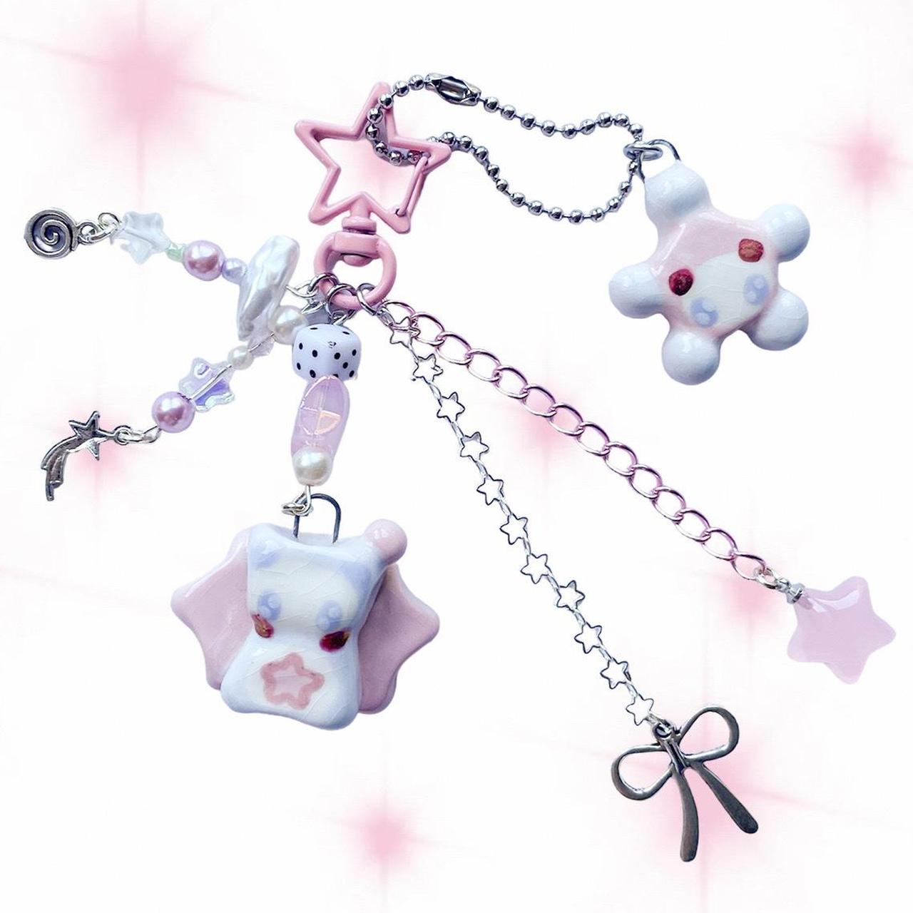 mochi angel friends keychain set handmade ceramic... - Depop