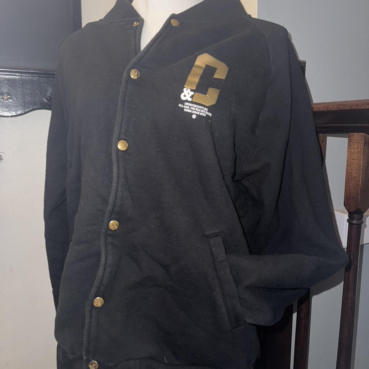 Crooks and Castle Black Cardigan CRKS 85 Letterman... | Depop