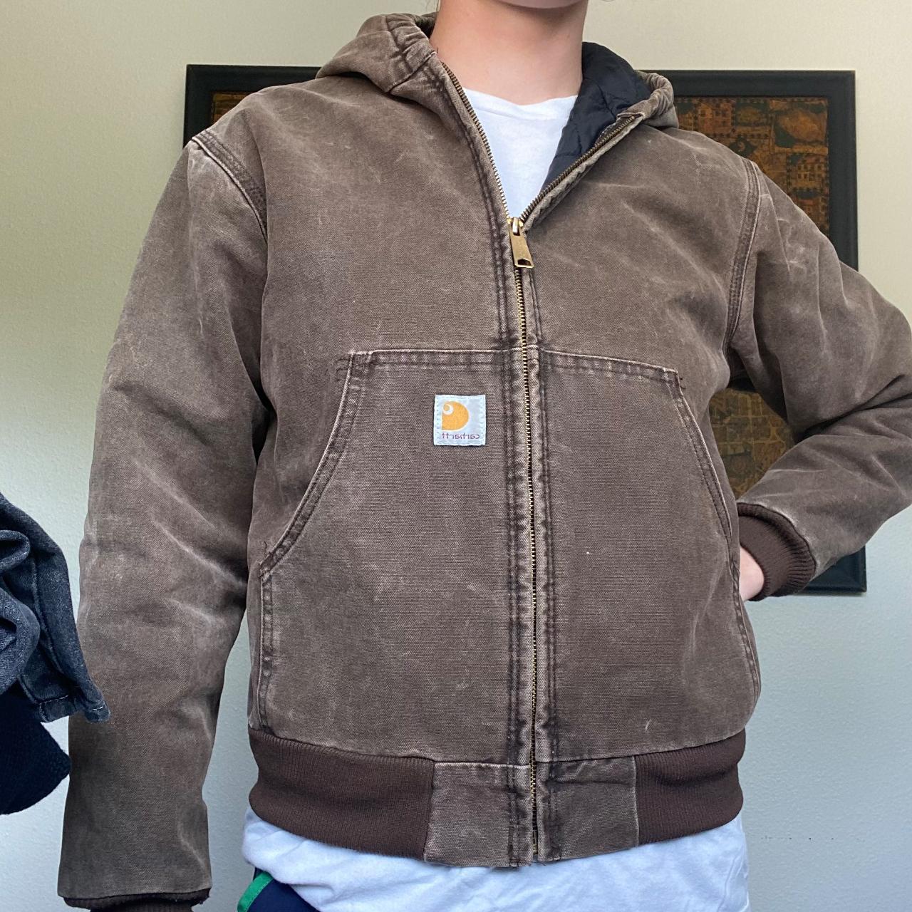 Carhartt Women's Khaki and Grey Jacket | Depop