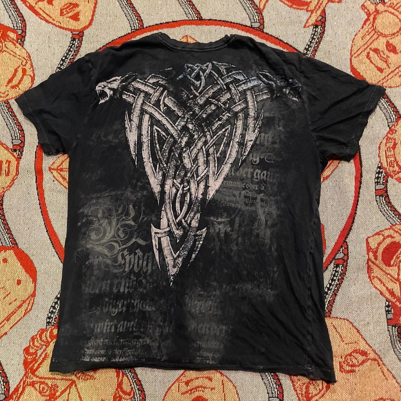 Y2K affliction Celtic cross grunge cyber AOP design... | Depop