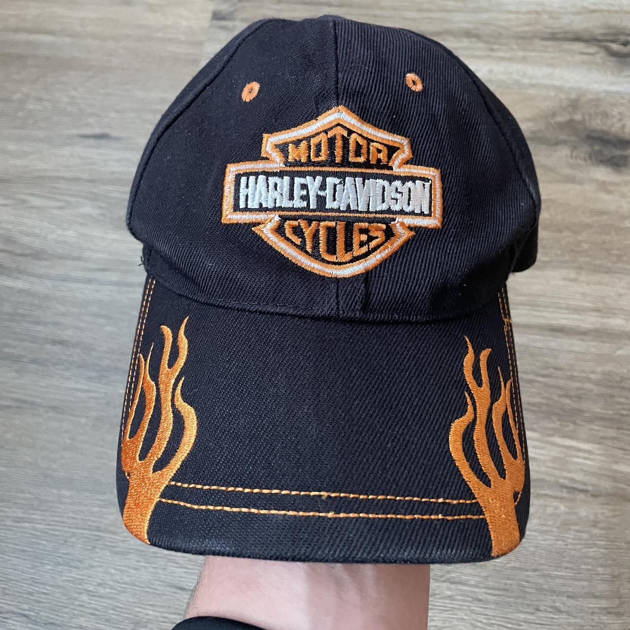 Harley Davidson Flaming Hat -Size: Adjustable... - Depop