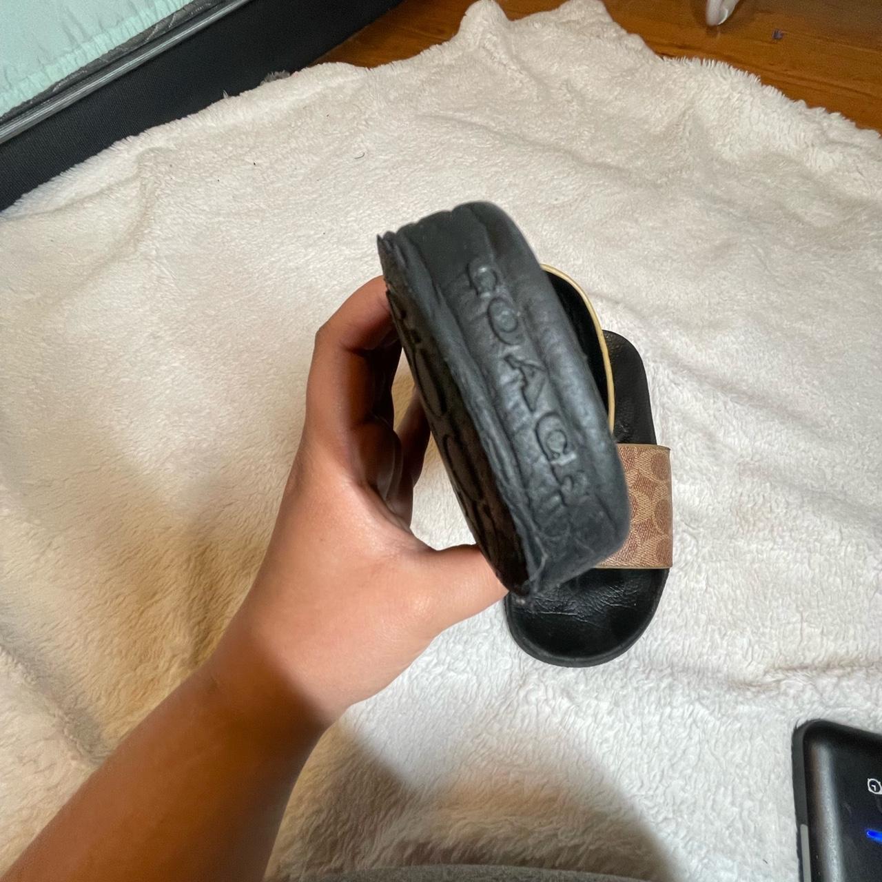 Cute Brown Print Coach Slides Worn only 4 times,... - Depop