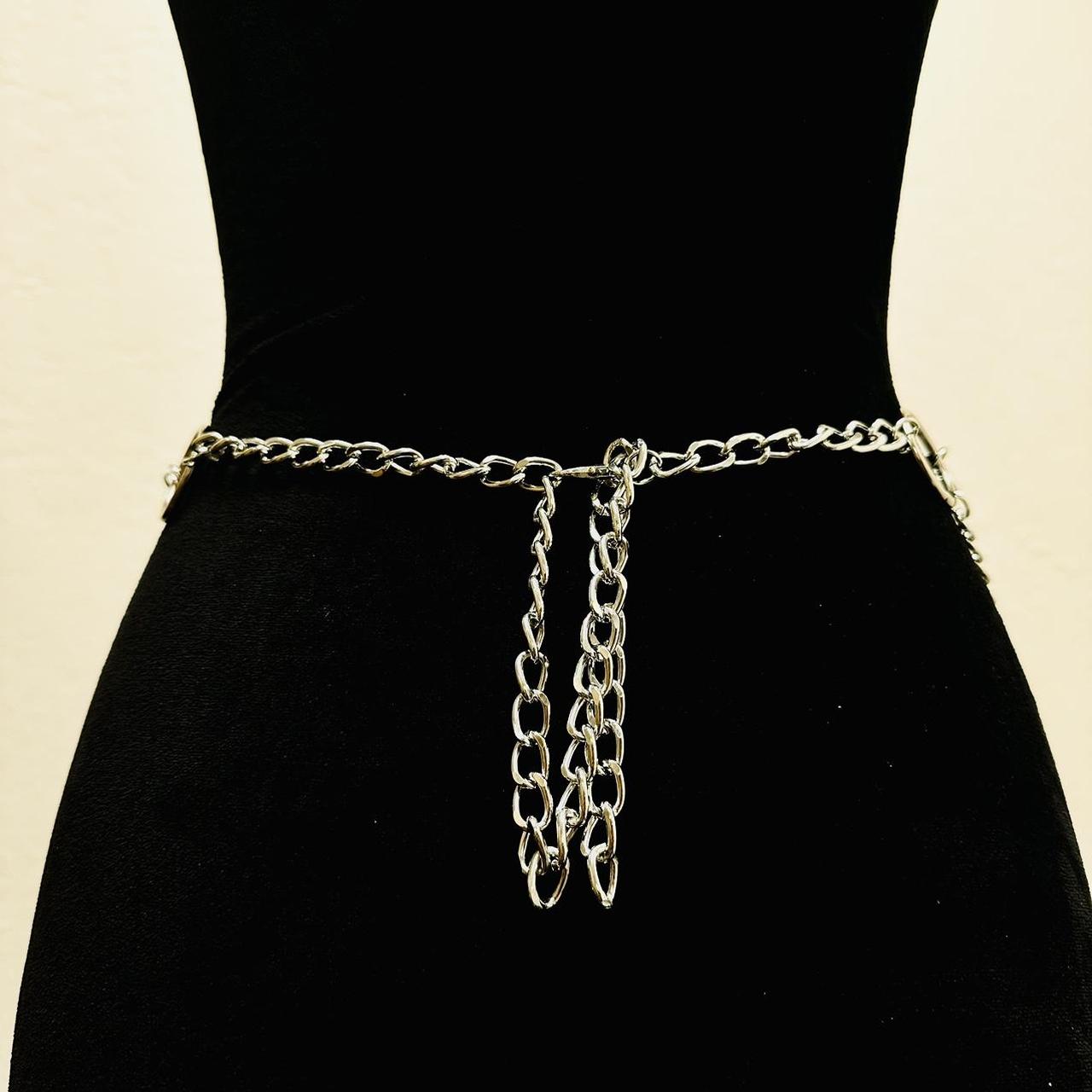 Silver cross belt with 3 rows of chains and 3... - Depop