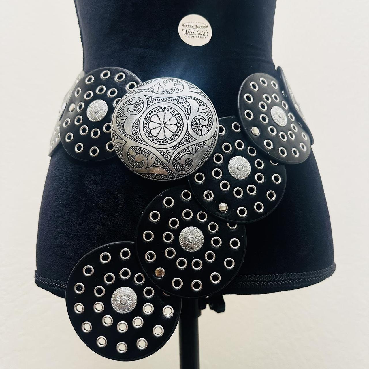 Y2K hollow disc belt western style exaggerated... - Depop