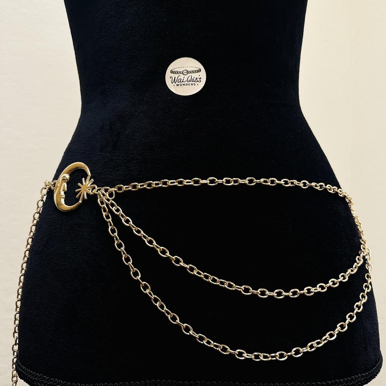 Multi-Layered Moon shaped metal chain hip-hop punk... - Depop