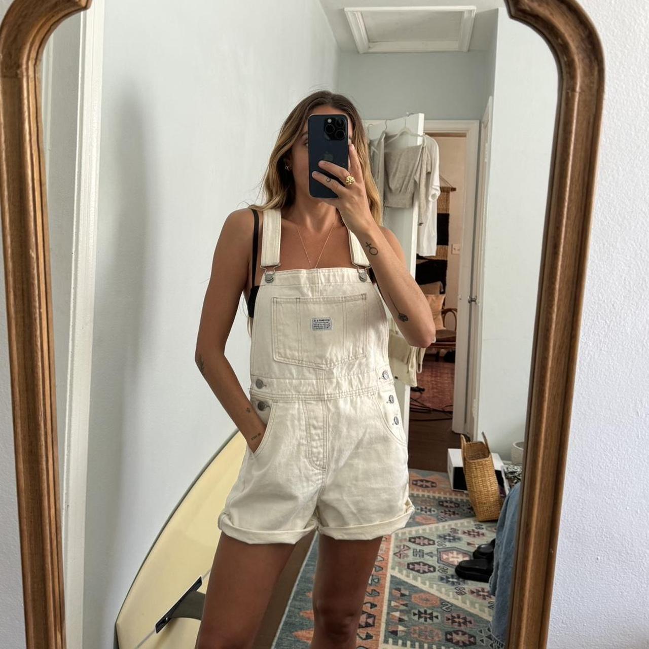Levi’s cream overalls Worn once - Depop