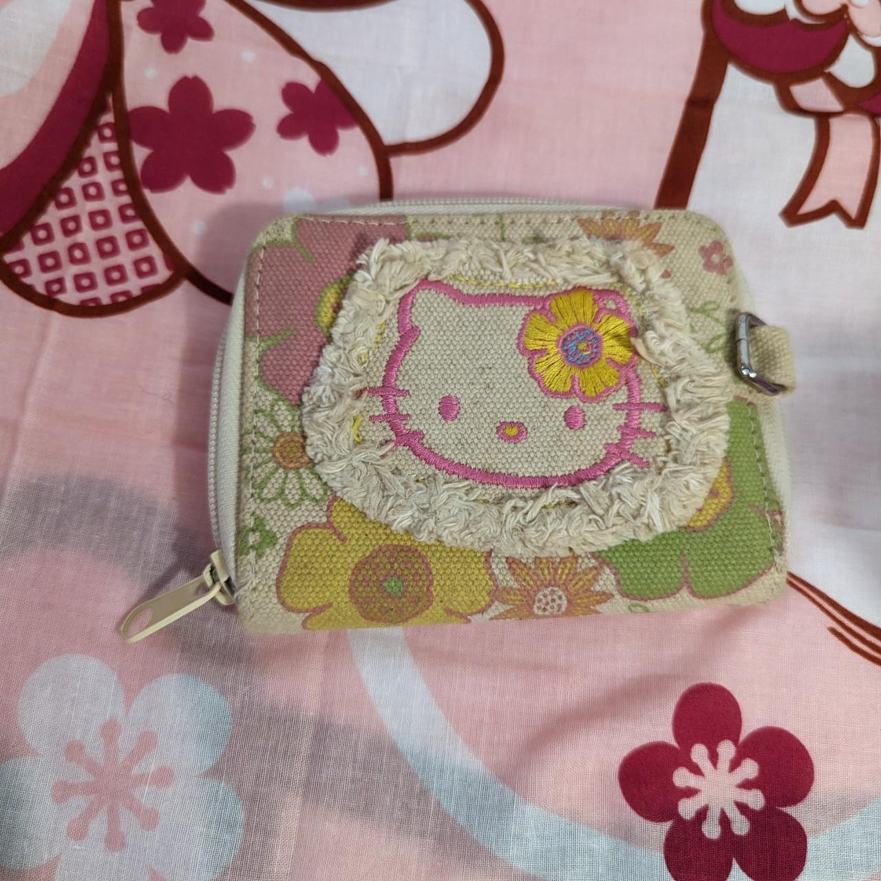 hello kitty wallet floral denim feel more hello... - Depop