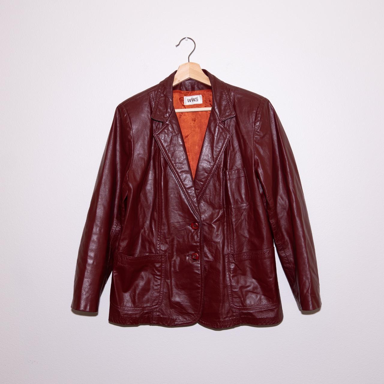 Vintage Red Leather Jacket Brand WWS Fits like a... - Depop