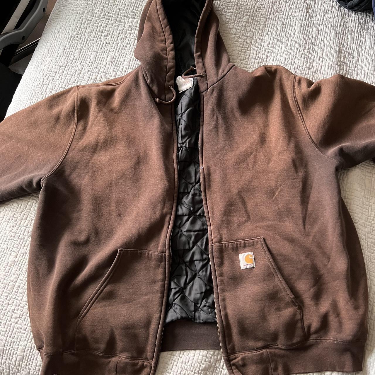 Brown zip up Carhartt jacket No zipper All flaws... - Depop