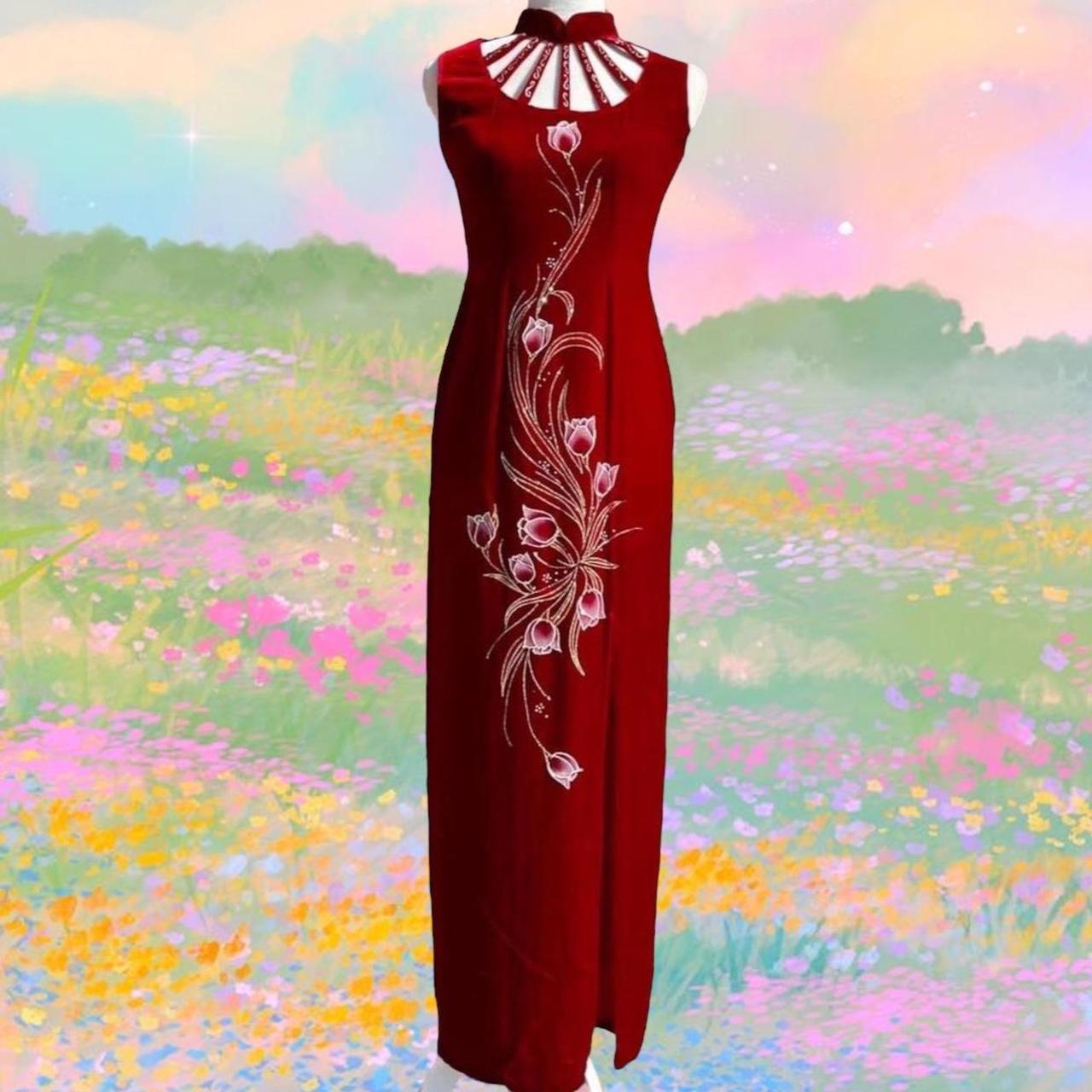 90s y2k Lorelai Gilmore velvet glitter lotus flower... - Depop