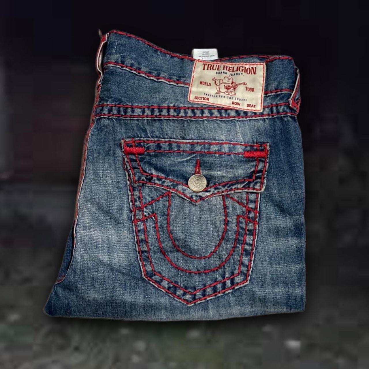 FIRE ASF TRUEYS RED STITCH RICKYS LIL BAGGY PAIR... - Depop