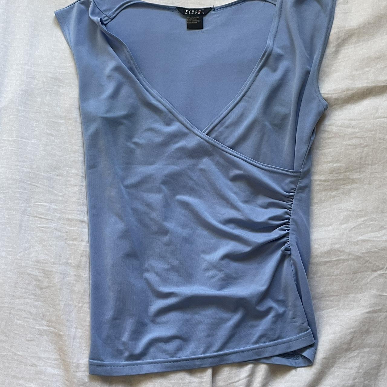 flattering blue top ! don’t wear enough :( size S-M - Depop