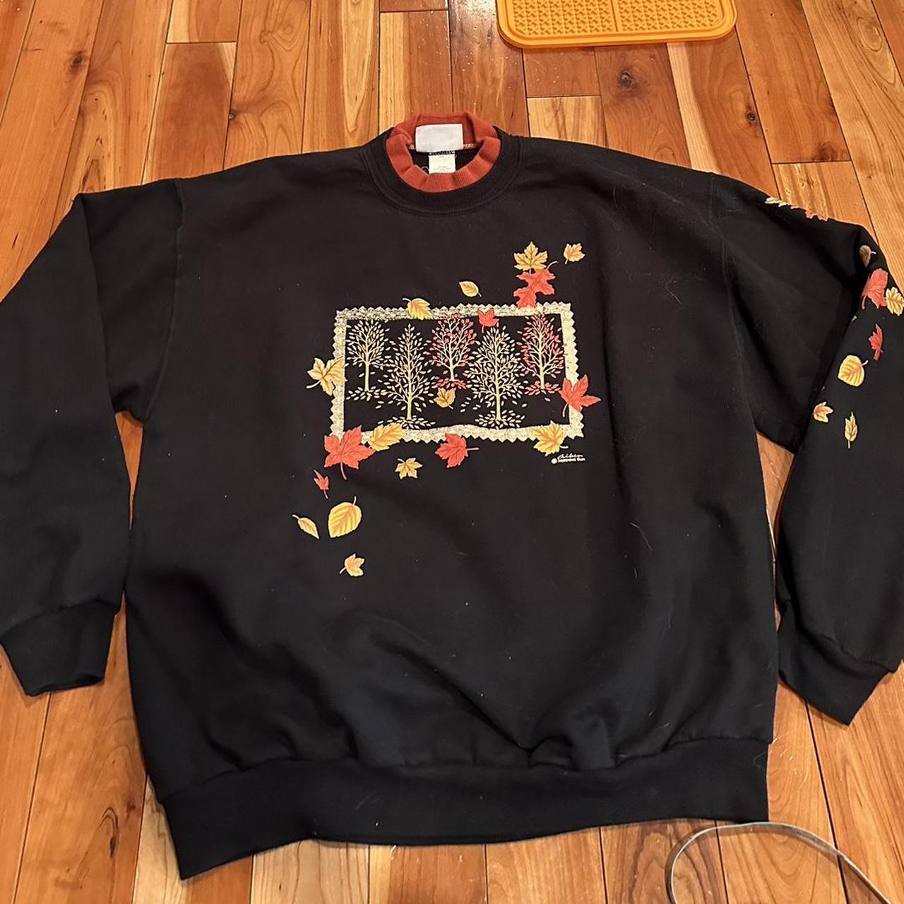 super cute fall leaves vintage grandma sweater... - Depop