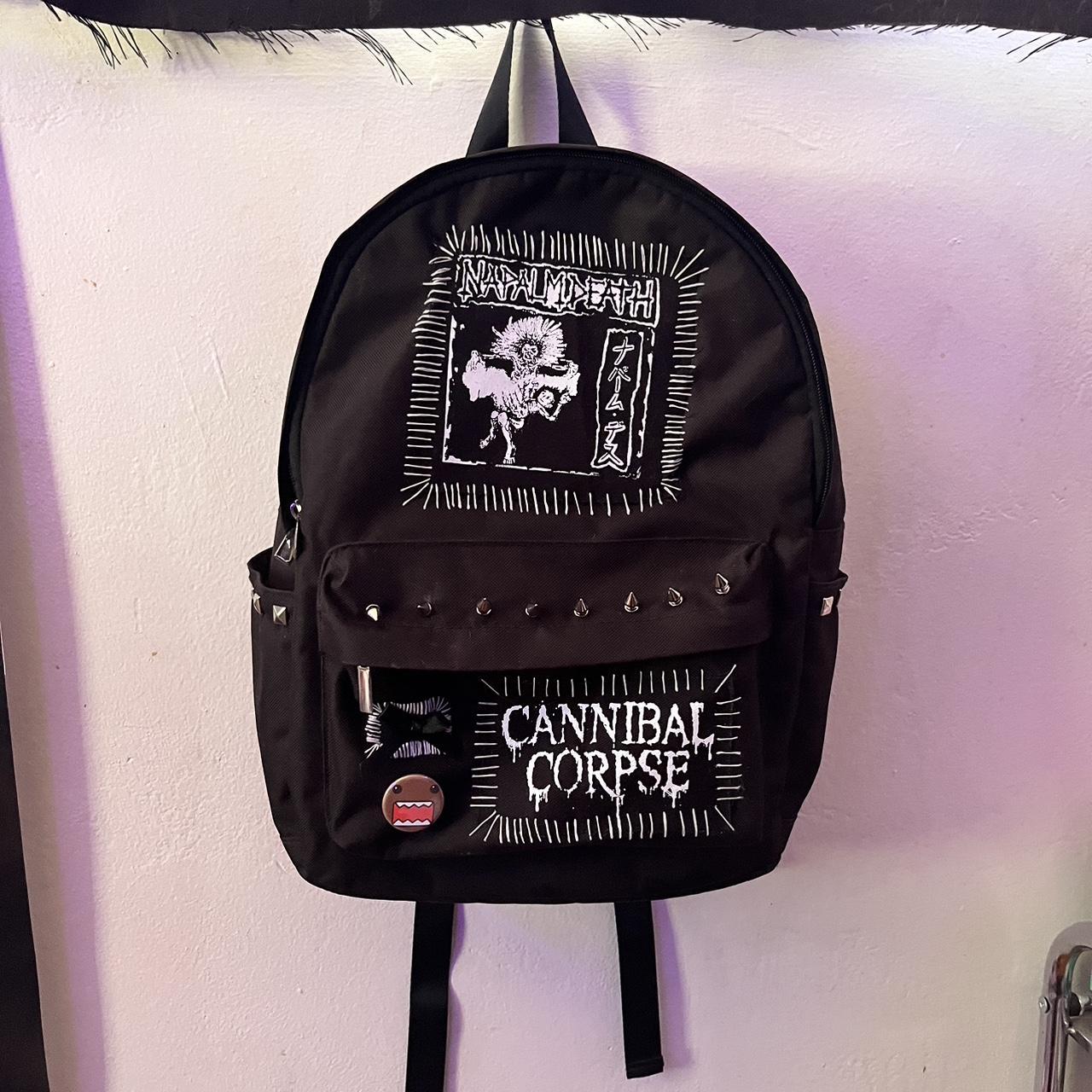 napalm death and cannibal corpse backpack hand... - Depop