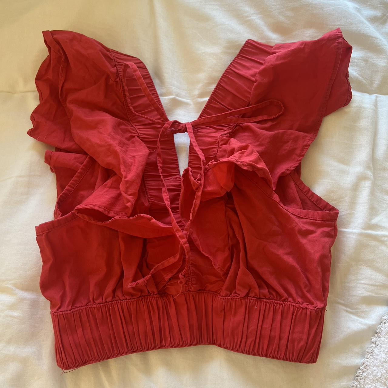 Red ruffle crop top Size small - Depop