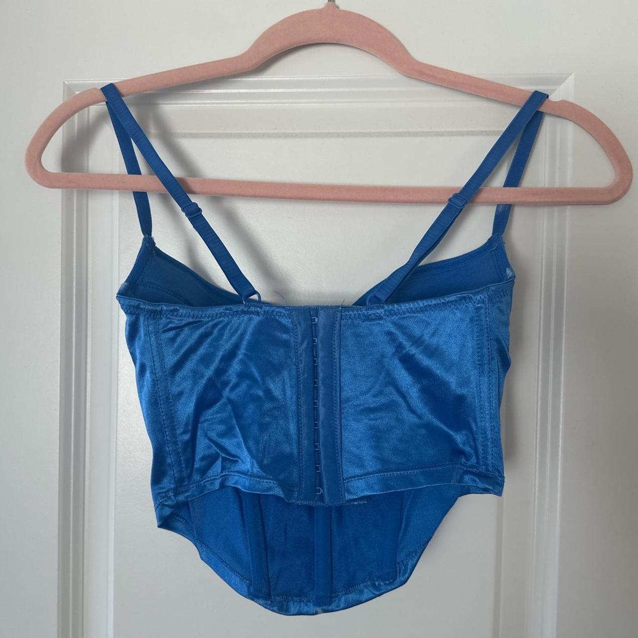 Subdued metallic blue top Adjustable straps Size small - Depop