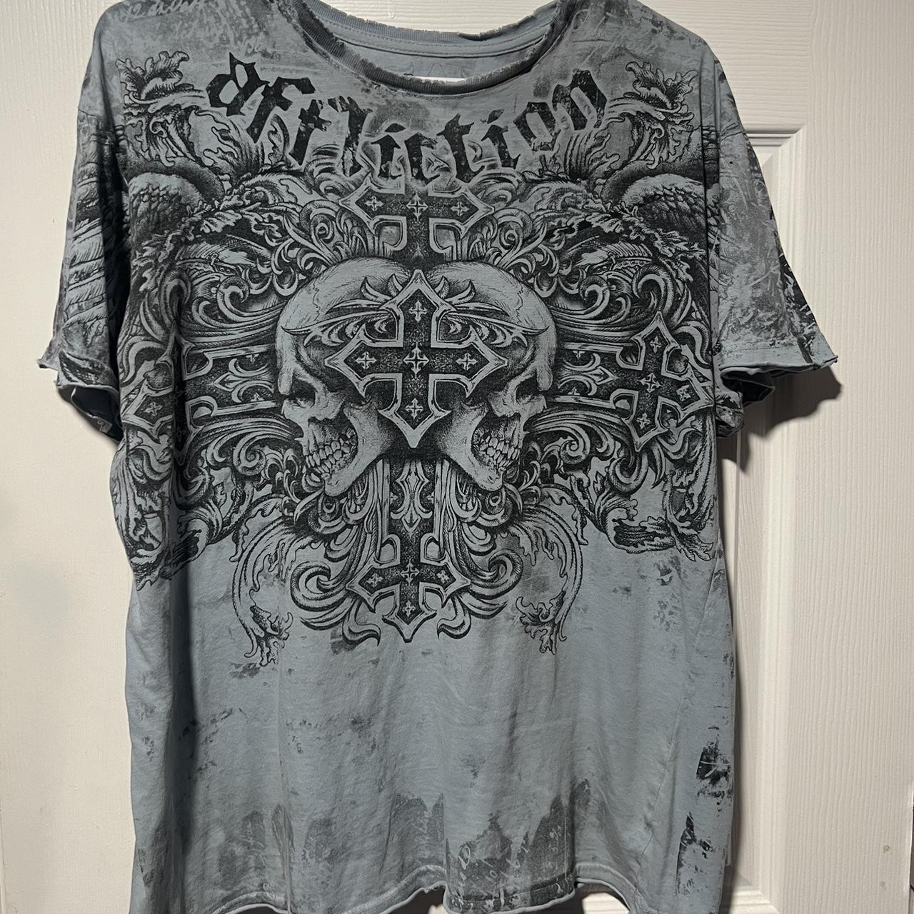 Super sick light blue Affliction t-shirt Size-... - Depop