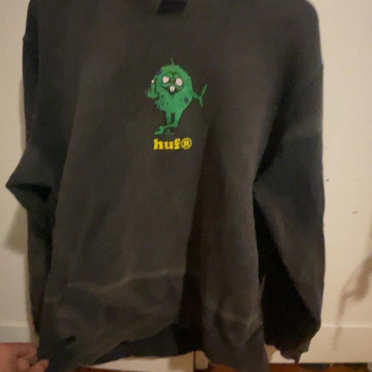 HUF NUG MAN CREW NECK Antique black colour bit of... - Depop