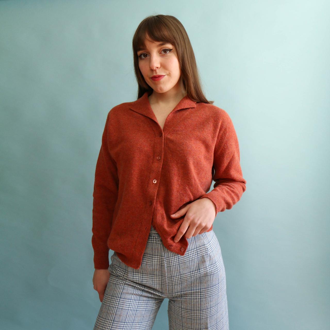 Vintage Wool Cardigan Gorgeous 1960s vintage rust... - Depop