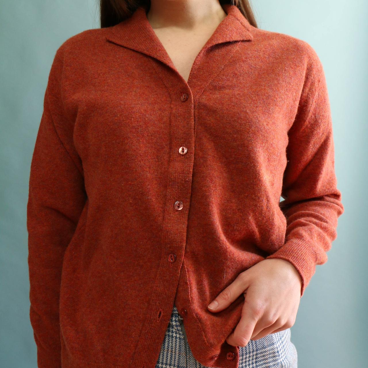 Vintage Wool Cardigan Gorgeous 1960s vintage rust... - Depop