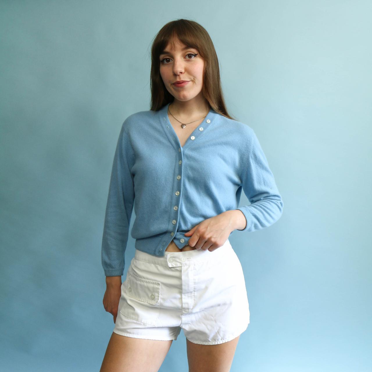 60s Cashmere Cardigan Vintage 1960s blue cashmere... - Depop