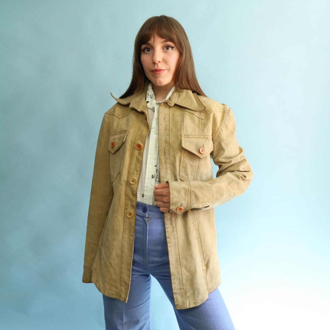 70s Suede Jacket Vintage 1970s sandy beige suede... - Depop