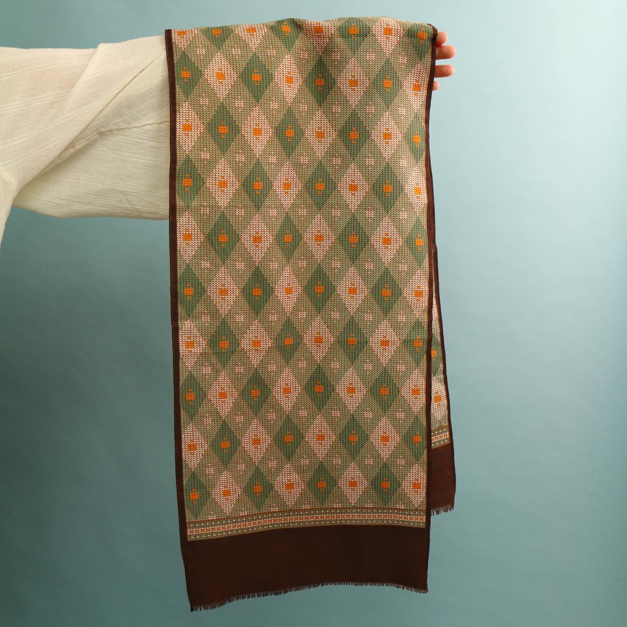 70s Pattern Scarf 1970s long dress scarf in... - Depop