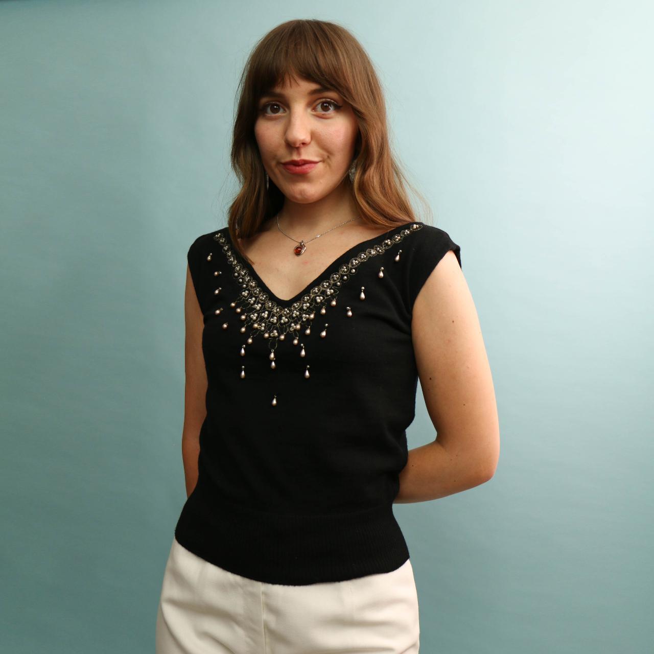 60s Wool Top Incredible 1960s vintage simple v neck... - Depop