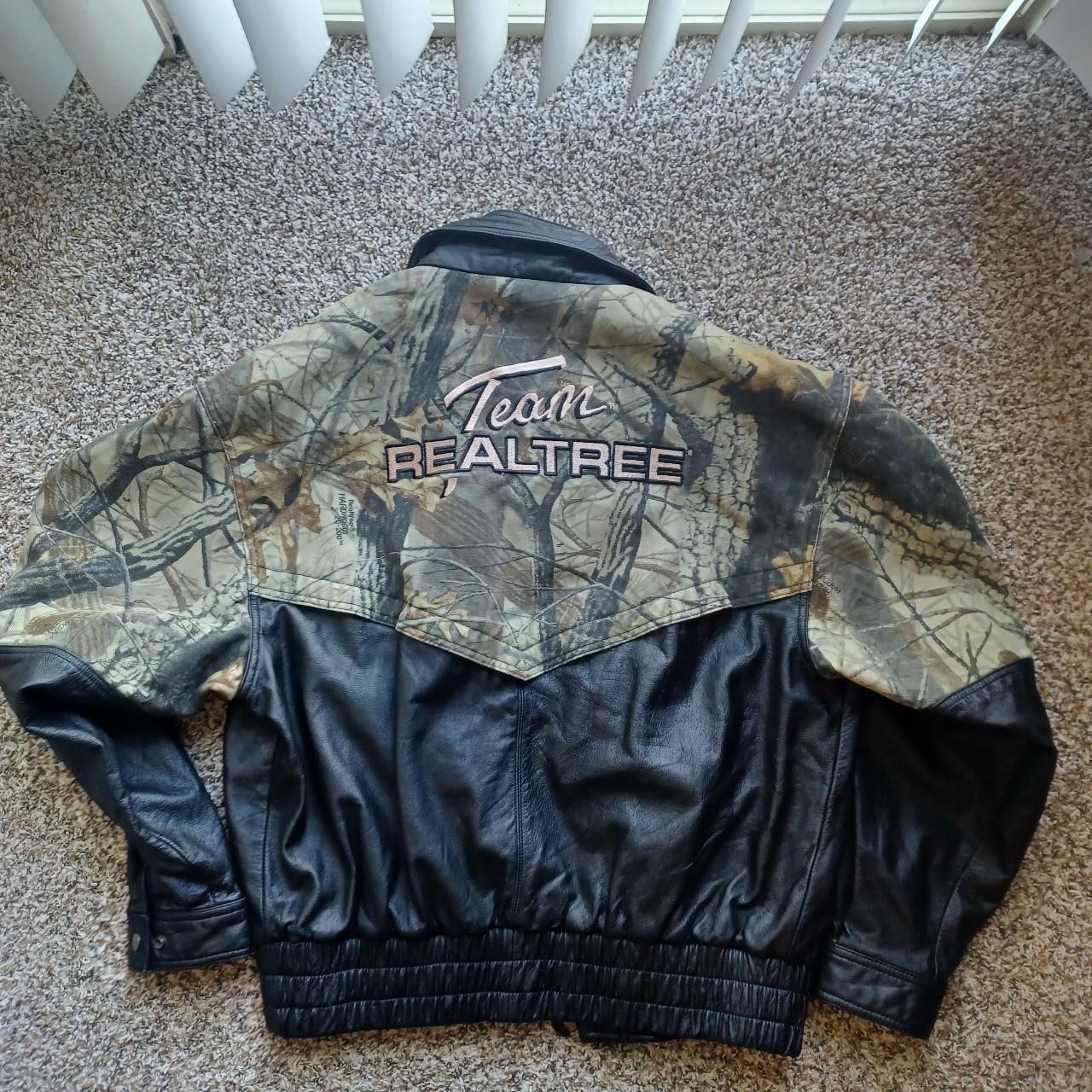 Dale Earnhardt Realtree leather camo jacket Size... - Depop